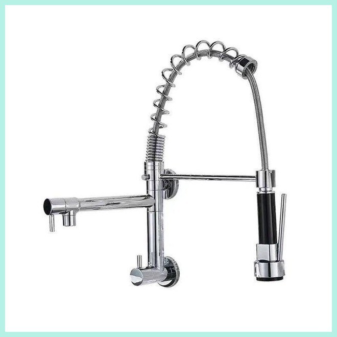 Brushed Spring Pull Down Kitchen Sink Faucet Cold Water Double Outlet ...