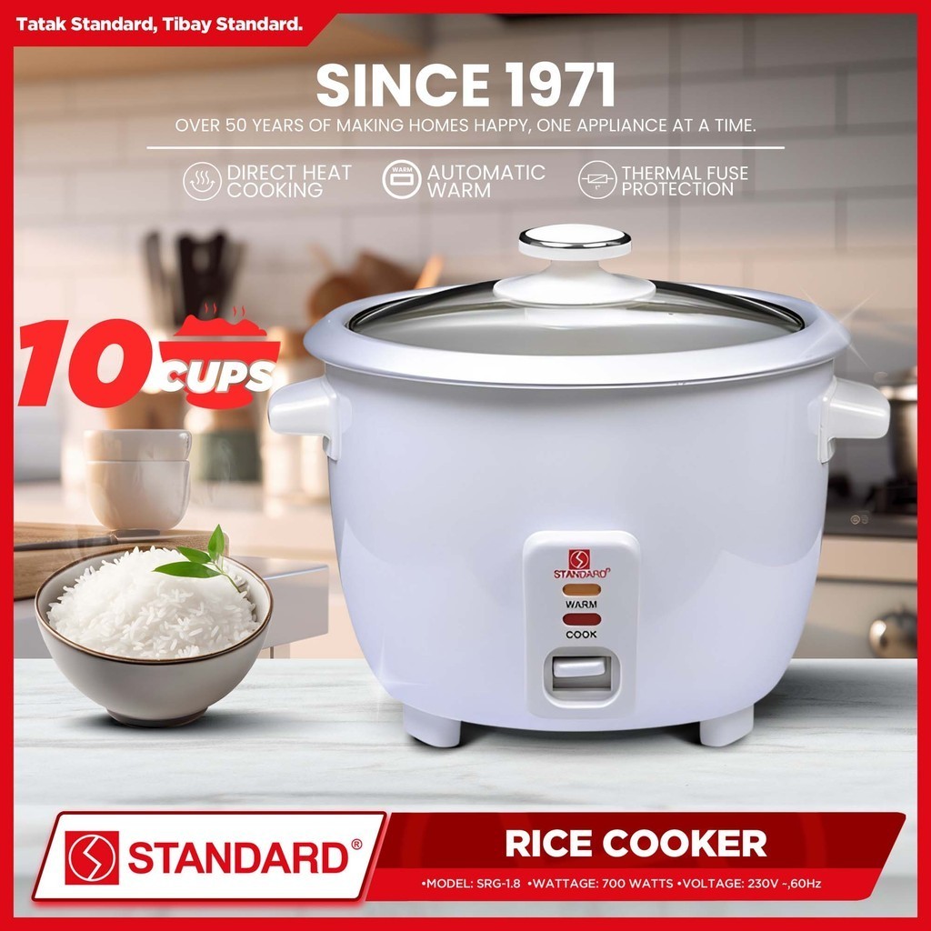 Standard Rice Cooker 1.8L (Plain White) SRG 1.8L | Shopee Philippines