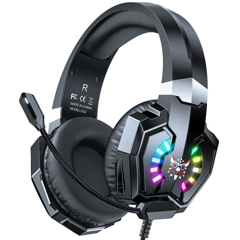 X32 Wearable ONIKUMA Wired Gaming Headset Na May Flexible Mic LED ...