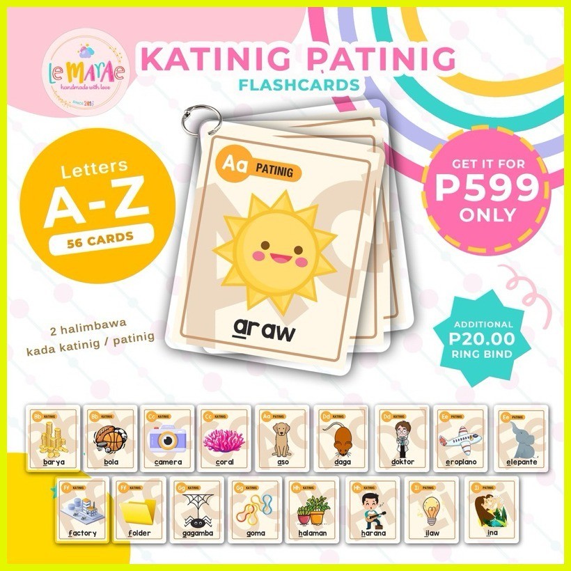 ๑ KATINIG PATINIG FLASHCARDS Educational Laminated Flashcards Tagalog Filipino Flashcards Toy ...