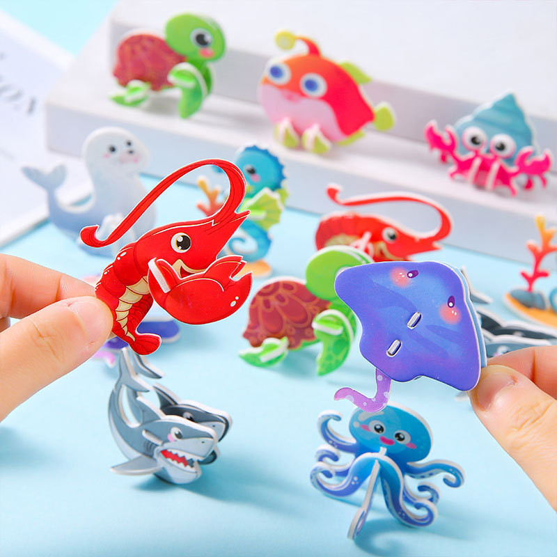 5PCS Mini toys Three -dimensional three -dimensional puzzle Animal ...