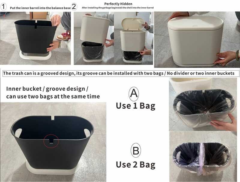Trash Slim Plastic Can 12L Basurahan Gamit Ang Press Top Lid,Black ...