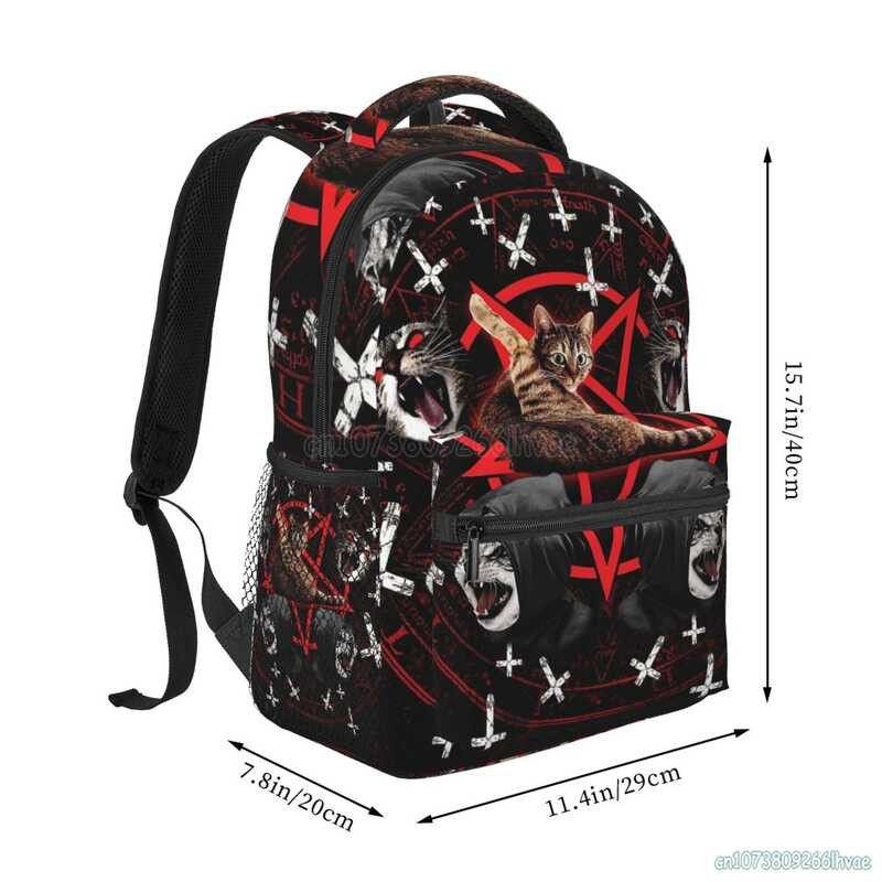 Satanic Pentagram Cats Death Black Metal Backpack Funny School Bookbags ...