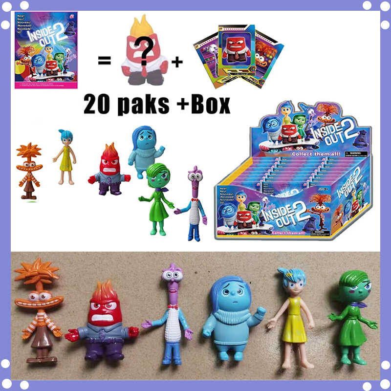 2-24Pcs Inside Out 2 Figure Card Bd Bag Anime Joy Sadness Angry Action ...