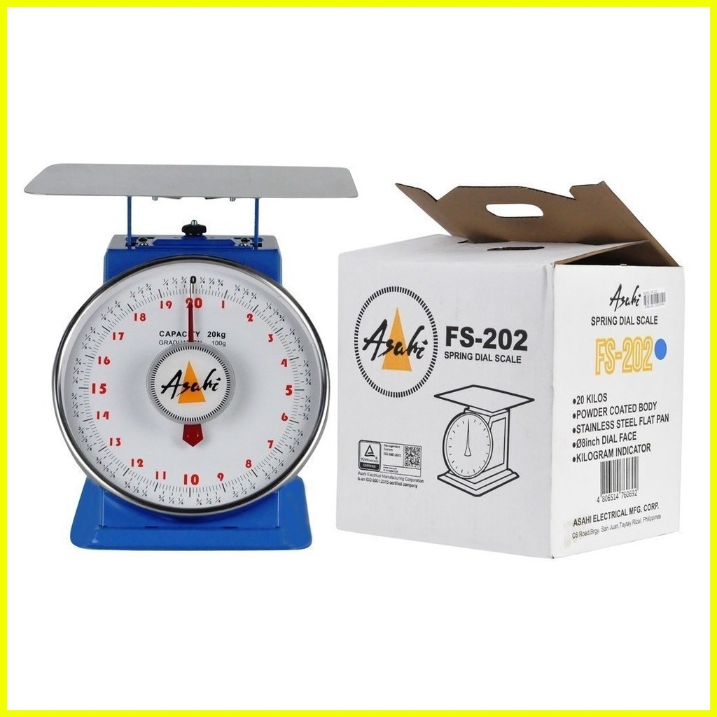 ♀ ∇ Asahi Original Spring Dial Weighing Scale 20kg Stainless Flat Top ...