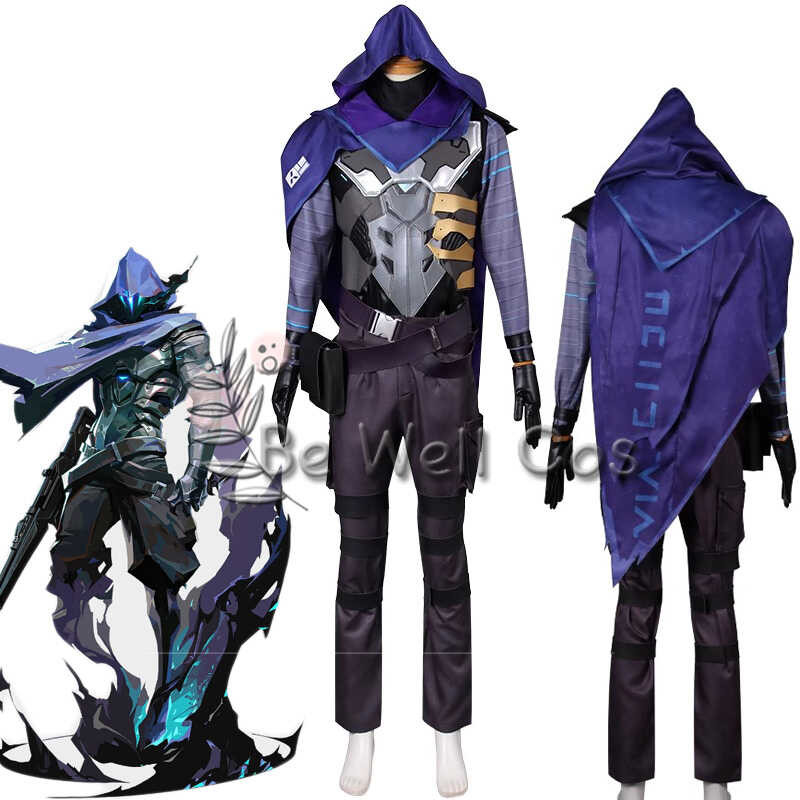 Game Valorant Omen Cosplay Costume Cloak Gloves Combat Uniform Adult ...