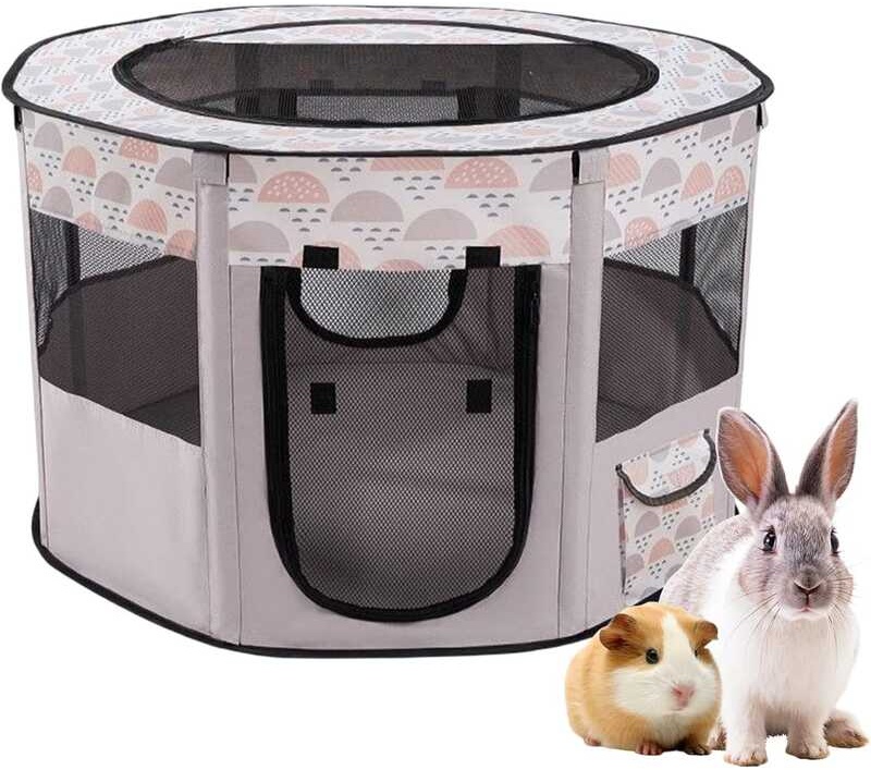 Fhiny Portable Small Animal Playpen, Breathable Rabbit PlayPen with ...