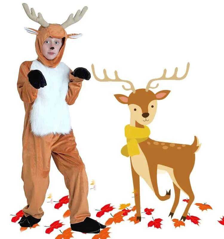 AA Kids Funny Halloween Deer Cosplay Costumes Parent-Child Elk Animals ...
