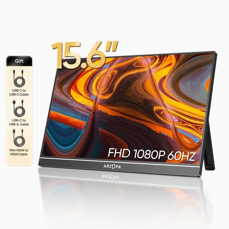 Arzopa Portable Ultra-Thin FHD IPS Display 1920X1080p Dual Speakers ...