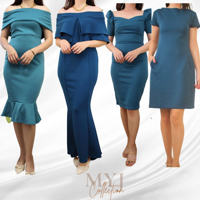 SHADES OF BLUE GREEN FORMAL DRESSES | Shopee Philippines