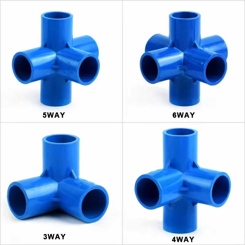 PVC Pipe Connector 3/4" 1/2" 1" Water Line 3-Way Tee 4-Way Tee for Pipe ...