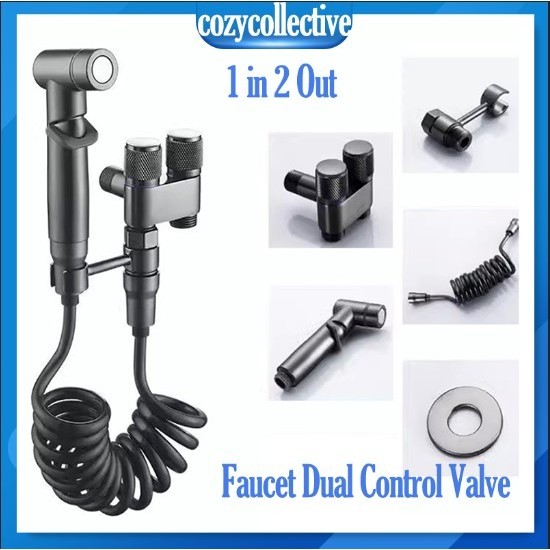 1 in 2 Out Faucet Dual Control Valve with Bidet Washing Machine Tap Two ...