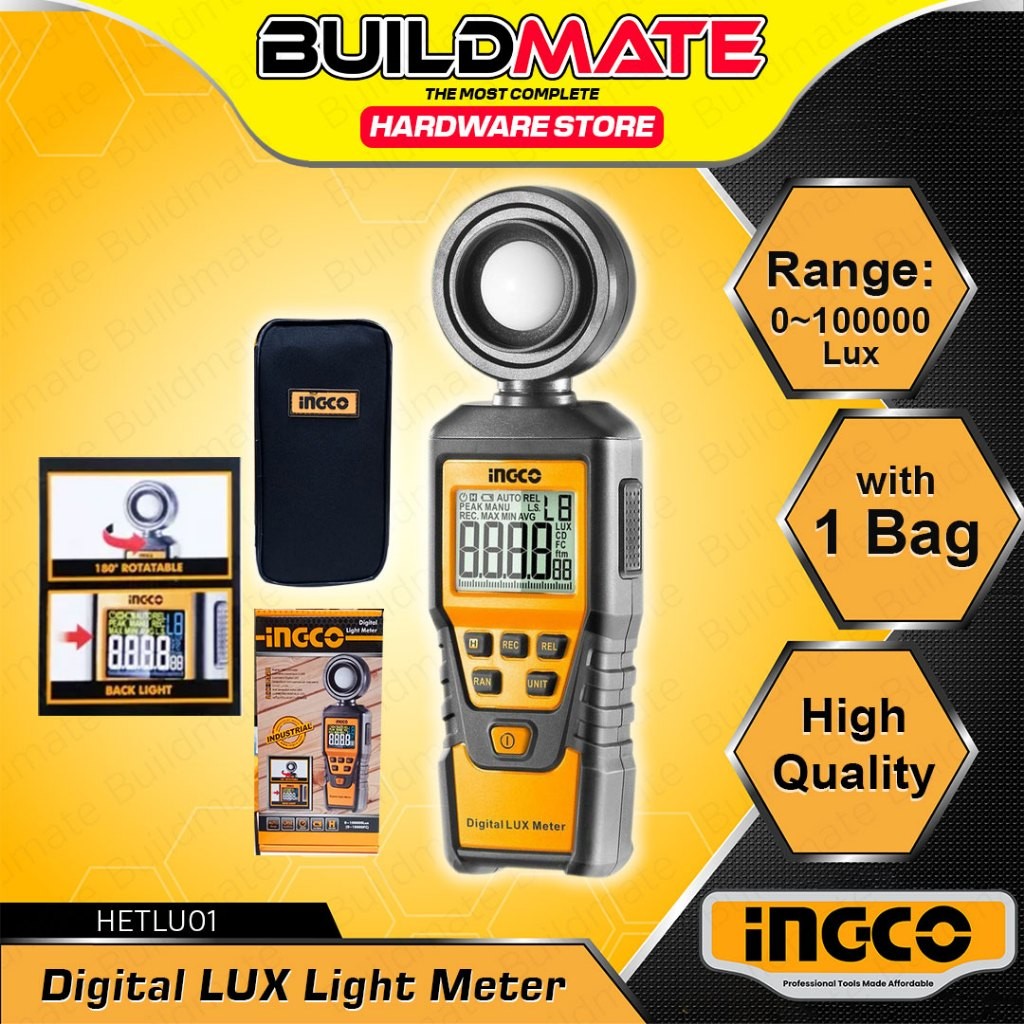 BUILDMATE Ingco Digital LED Lux Meter Luxmeter 0-100000 Light Sensor ...