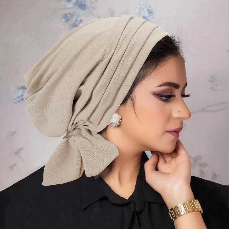 Inner Hijab Pashmina Tudung Burban Solid Color Suede Long Tail ...