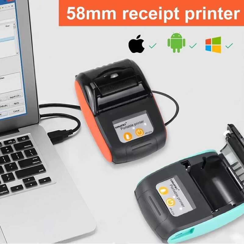 GOOJPRT 58mm Receipt Mini Portable Thermal Printer IOS Wireless Bluetooth Ticket List Bill Maker ...