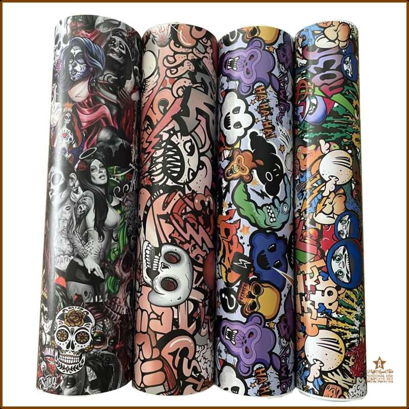 Xj [Op053] Graffiti Cartoon Skull Sticker Bomb Vinyl Wrap Decal For ...