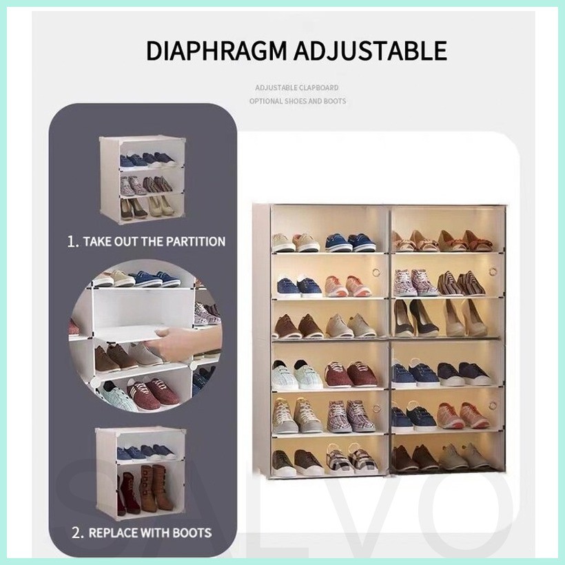 SALVO Shoe Rack Shoe Cabinet Shoe Storage Boxes Foldable Dust-Proof ...