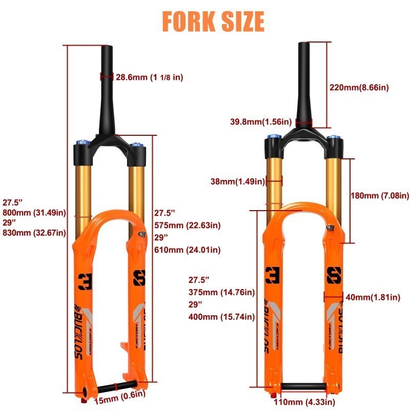 BUCKLOS Air Suspension Fork 27.5/29inch Mountain Bike Air Forks 15 ...
