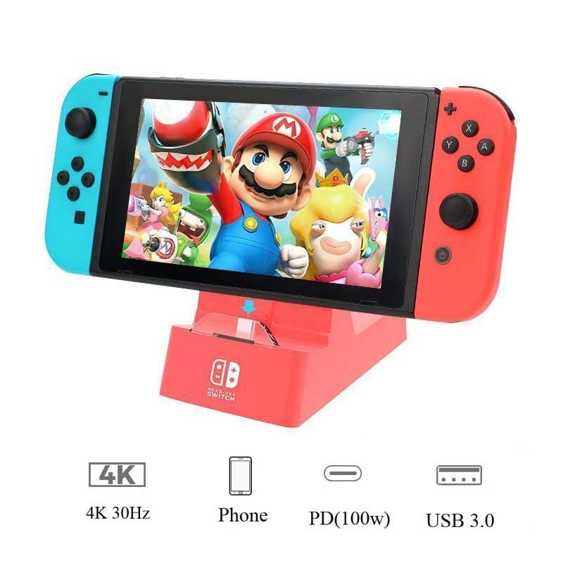 Portable HUB Type-C Hub Dock to 4K Hdmi PD 100W USB For Nintendo Switch ...