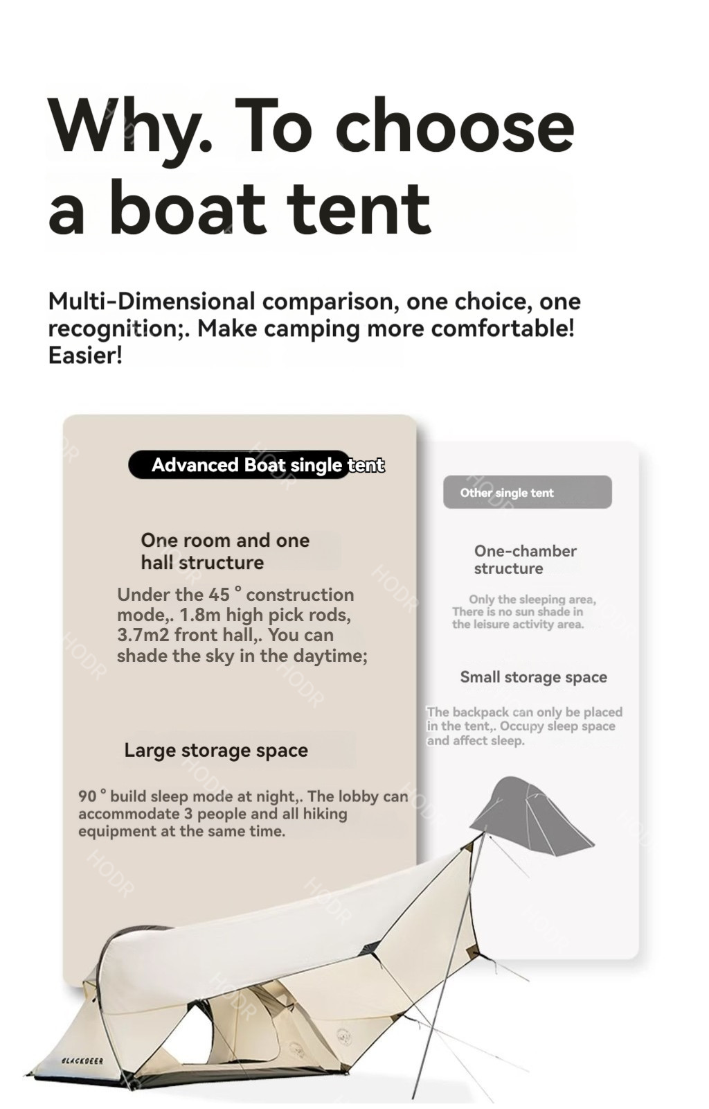 [HODR] BLACKDEER Ultralight Boat Outdoor Camping Tent Backpacking Solo ...