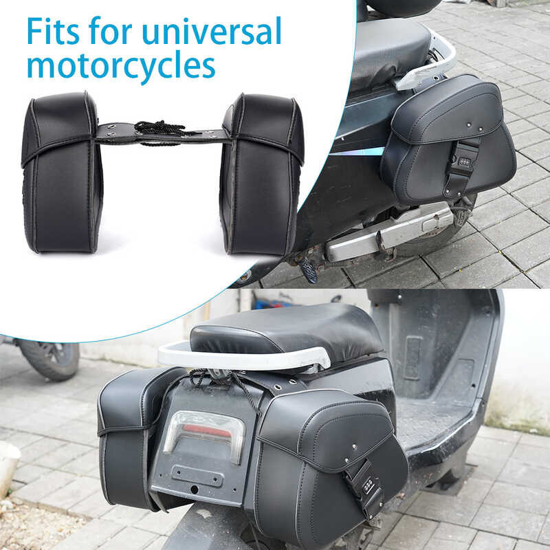 Universal Motorcycle Saddlebags Side Tool Pouch Lage Storage Saddle ...