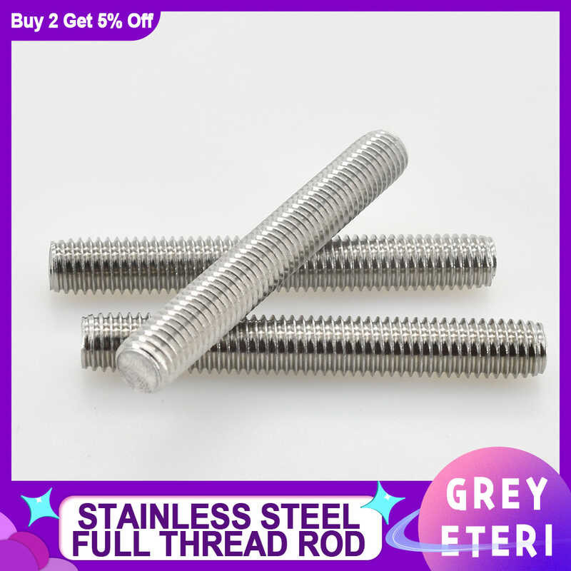 M3 M4 M5 M6 304 Stainless Steel Threaded Rod Full Metric Thread Rods ...