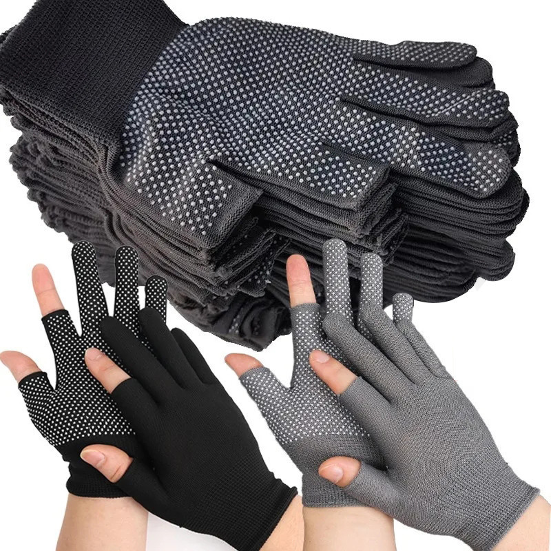 Fingerless Gloves/Non-Slip Nylon Work Mittens/Touchscreen Sports Glove ...