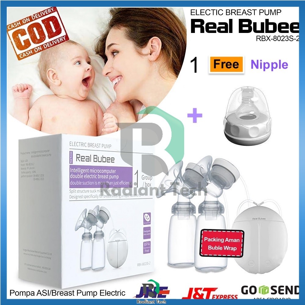 Double Electric Breast Pump Real Bubee USB Intelligent Microcomputer ...