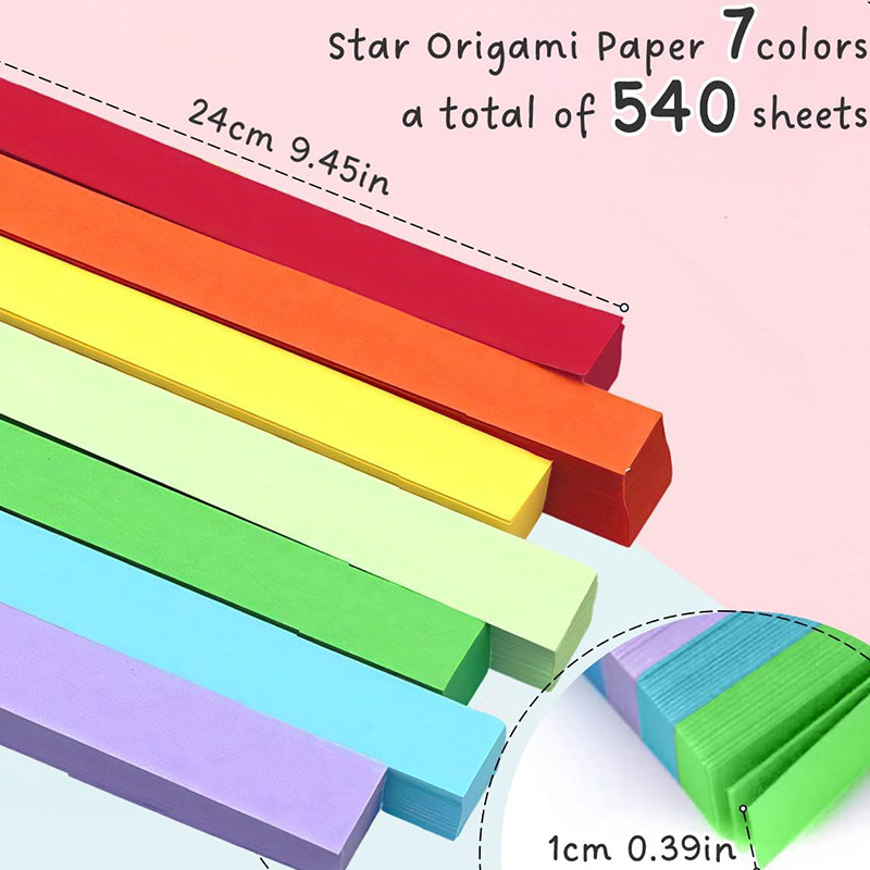 7 Assortment Color 540Sheets Star Origami Paper Star Strips DIY Hand ...