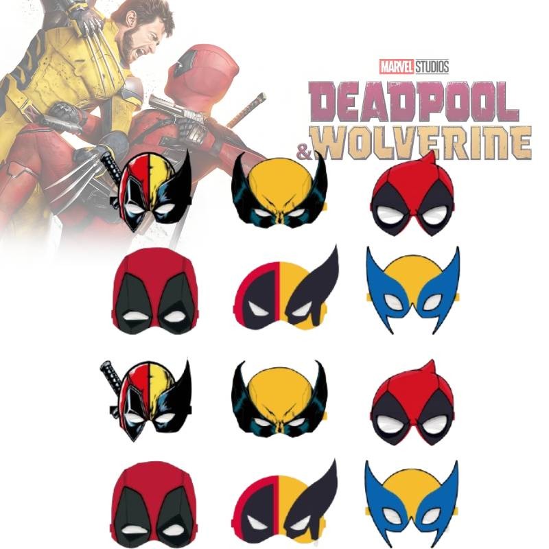 And Colorful Deadpool Wolverine Paper Glasses For Unique Photo Booth ...