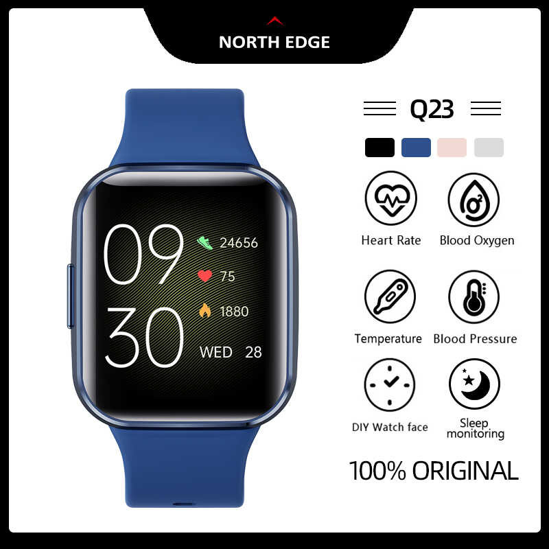 Q23 NORTH EDGE Original Smartwatch 24 Hours Detection Body Temperature ...
