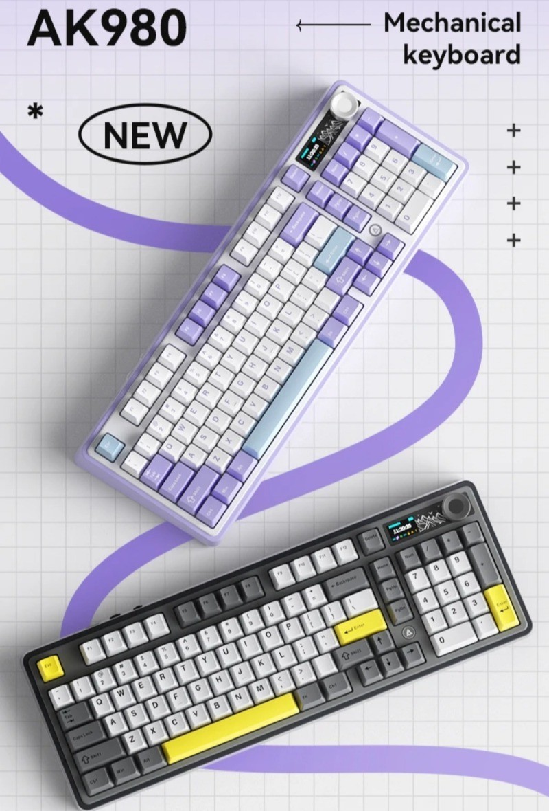 AJAZZ AK980 Mechanical Keyboard Bluetooth Three Mode RGB Gasket 8000mAh ...