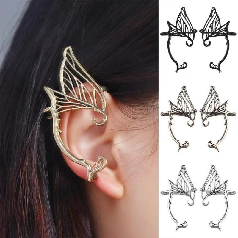 Elf Ear Clip Wing Design Ear Hook Single Side NON-piercing Earrings ...