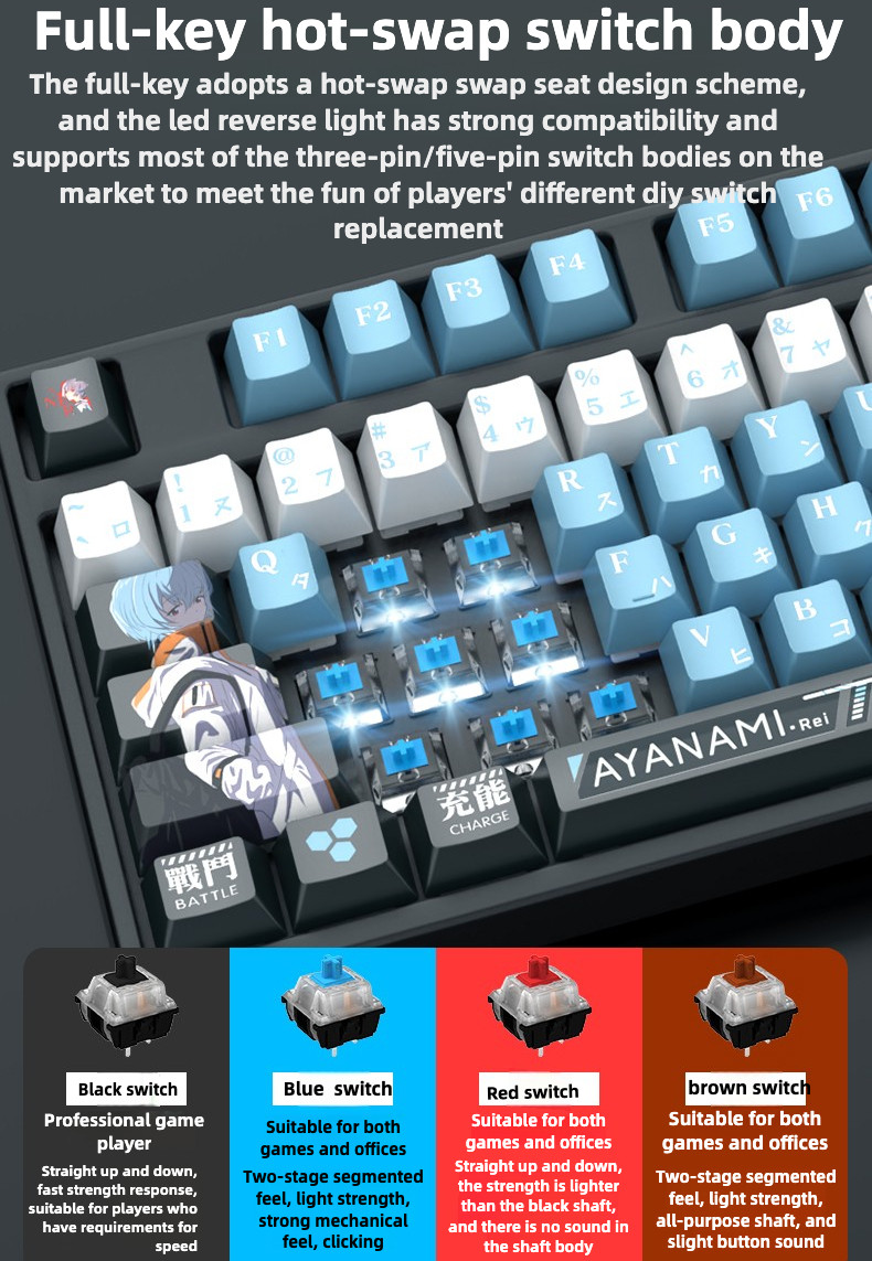 ILYCHEEGAMI F108 Wireless Tri mode Mechanical Keyboard RGB Bluetooth ...