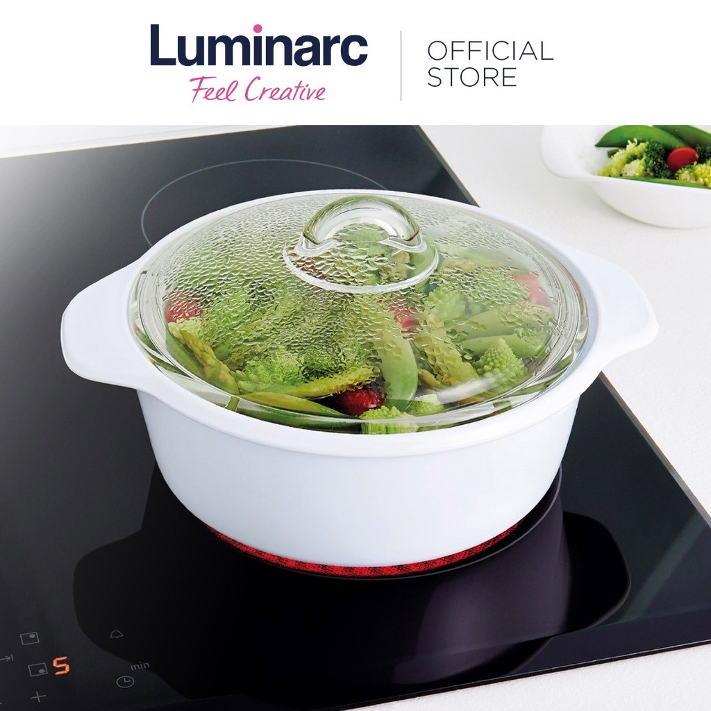 Luminarc 5L Direct To Fire Vitro Blooming White Casserole | Shopee ...