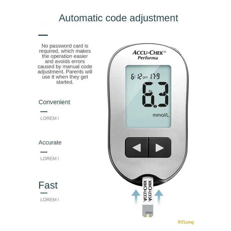Chek Accu Glucosemeter Monitor Meting Strips Performa Glucometer Meter ...