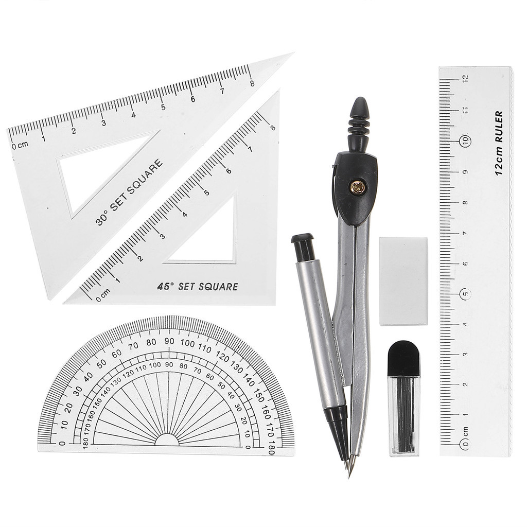 Geometry Compass Set–Drawing Tools with Protractor, Divider, Ruler ...