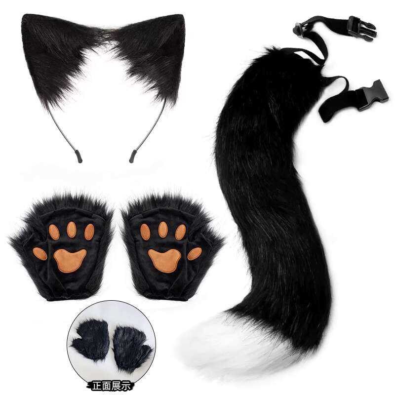 Bear Beast Claw Cat Paw Half Finger Cosplay Convention Props Cute Plush ...