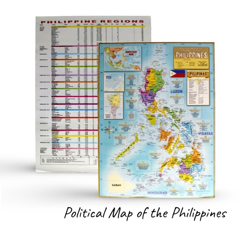 4in1 Set Political Map + Periodic Table School Project, Philippines ...