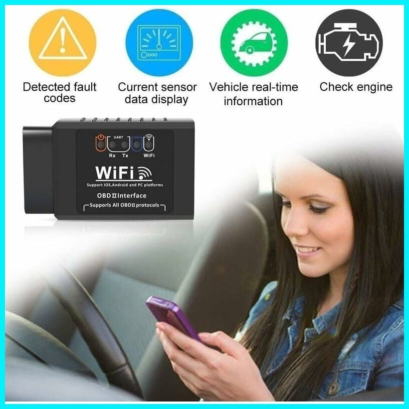 ELM327 WIFI OBD2 Car Detector OBDII Scan Tool Check Engine Light ...