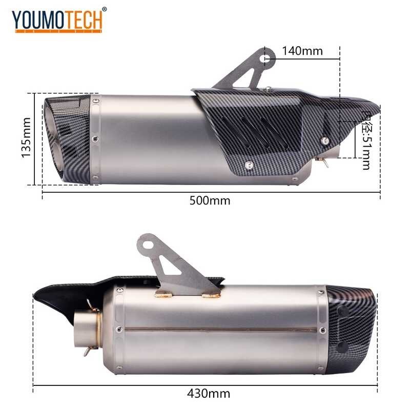 51Mm Motorcycle Muffler Escape Tail Vent Exhaust Canister End Pipe ...