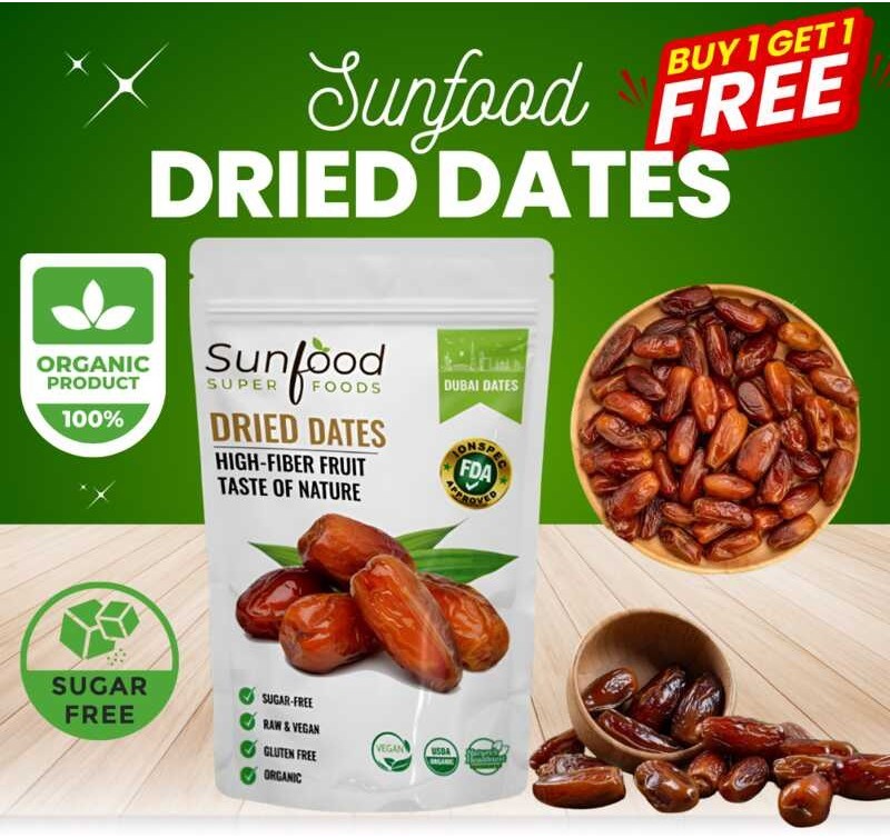 Pitted Dried Dates Made in Dubai Organic Health Fruit Snacks Free Sugar ...