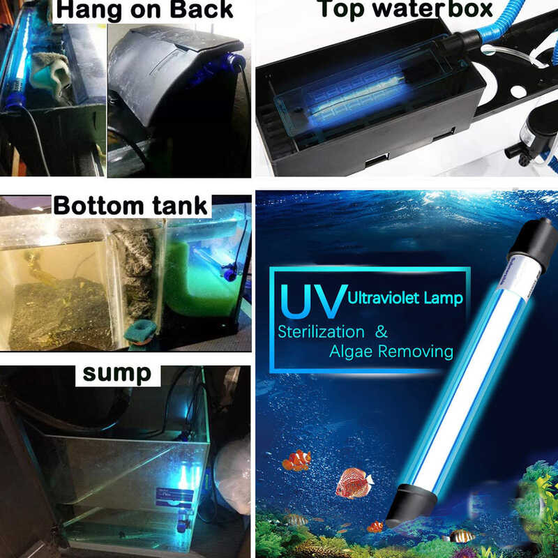 UV Aquarium Submersible Ultraviolet Light 20W Fish Tank Disinfection ...