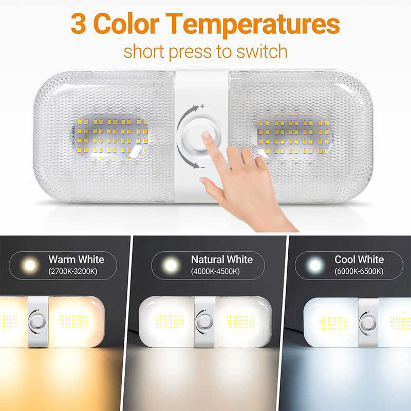12/24V 120-180Led Car Round Ceiling Dome Roof Interior Light Lamp ...