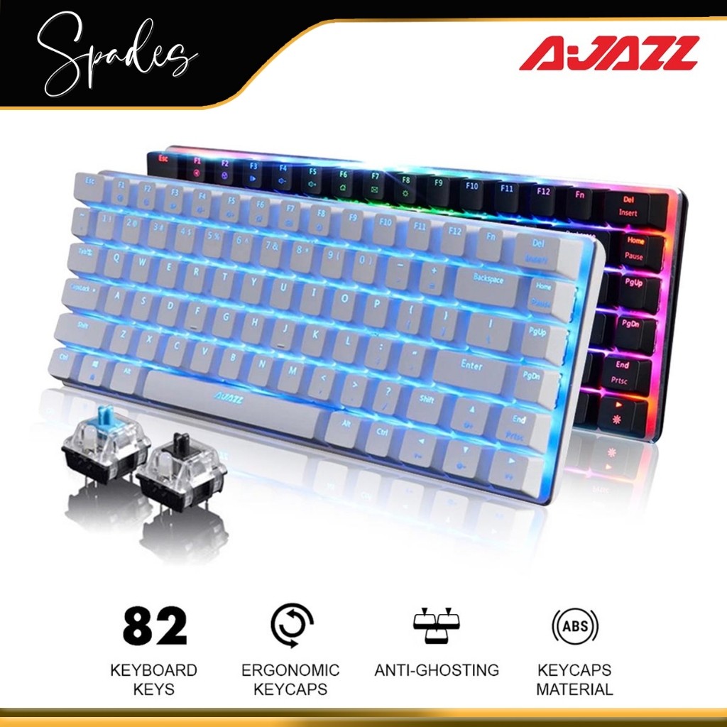 ஐ ♞Ajazz AK33 Keyboard Black Switch/ Blue Switch 82 Keys Wired Mechanical Gaming Keyboard ...