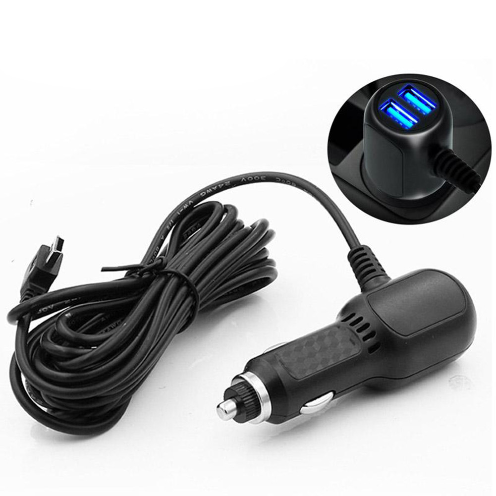 1 PC 12V 2.4A Mini /Cable Interface Dual USB Port Car Charger For Dash ...