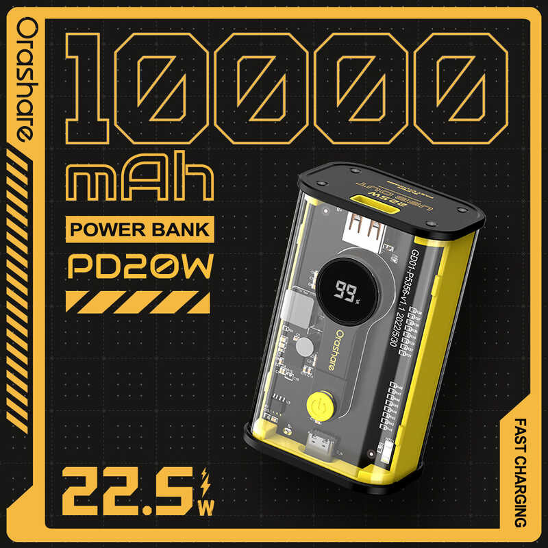 Ot10 10000Mah Orashare Transparent Mini SCP 22.5W Super Fast Charging ...