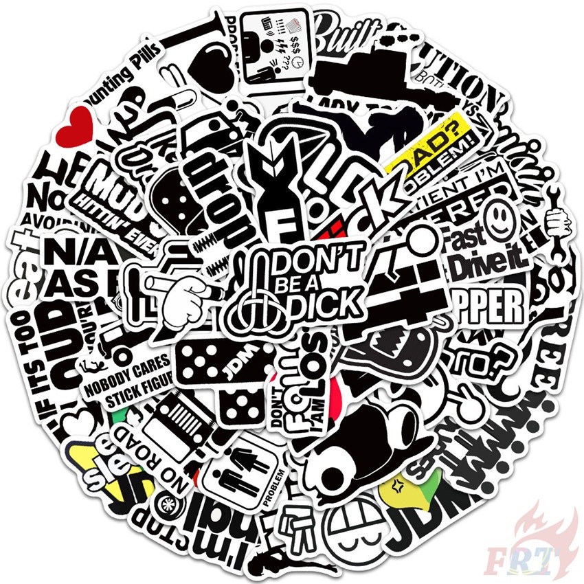 50Pcs/Set Funny JDM HipHop Slang Series 01 Classical Black & White ...