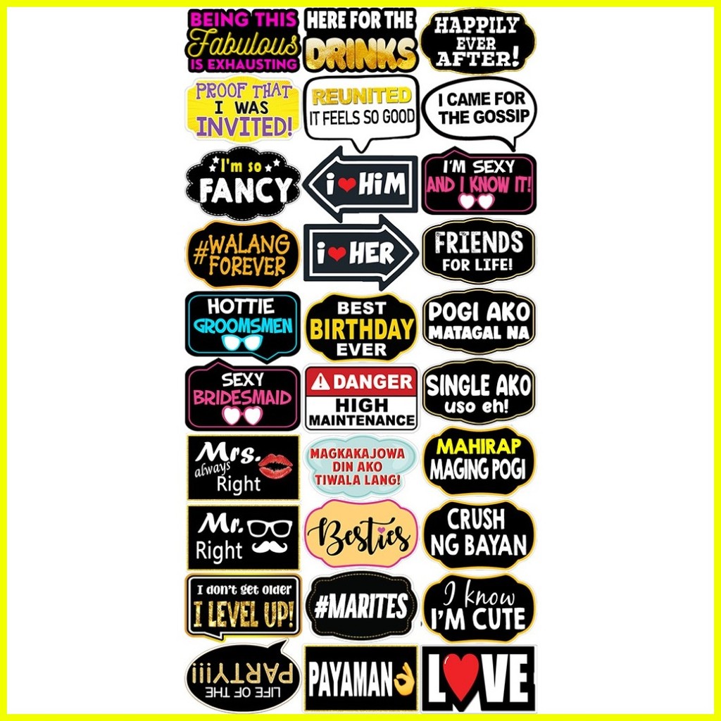 ∏ all time photobooth props in 1.5 mm and 3mm sintraboard (choose ...
