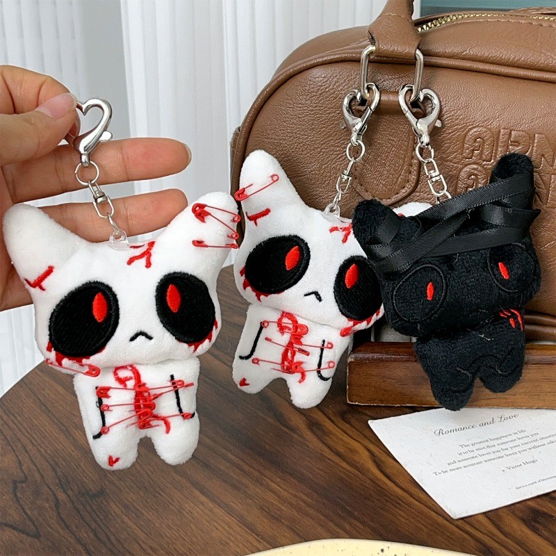 Horror Plush Doll Keychain Creepy Bloody Monster Doll Keyring Backpack ...